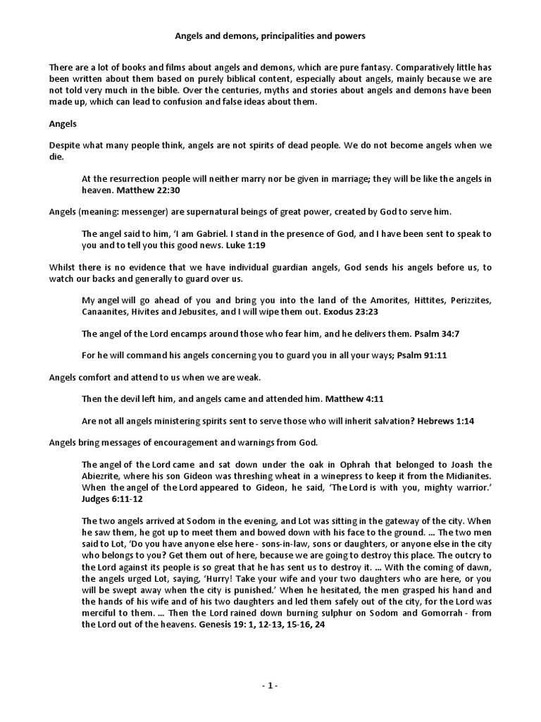 Angels and Demons, Principalities and Powers | PDF | Angel | Michael ...