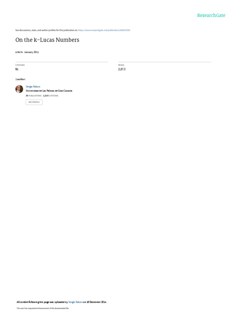 On The K-Lucas Numbers | PDF | Rectangle | Sequence