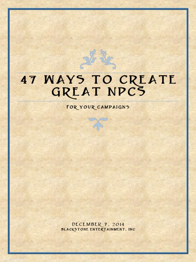 47 Ways To Create Great NPCs For Your Campaign | PDF