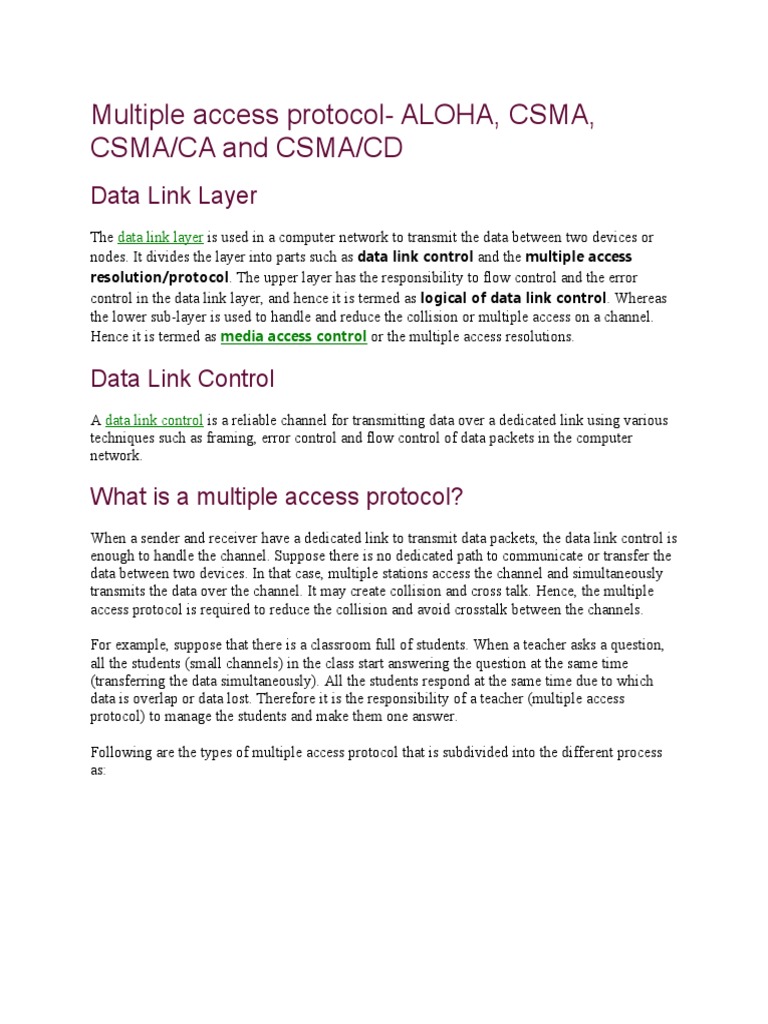 Multiple Access Protocol | PDF | Channel Access Method | Information And Communications Technology