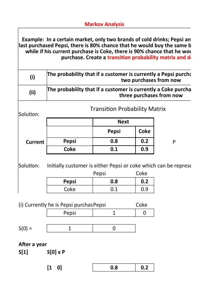 Markov Analysis FT C 2021 | PDF | Markov Chain | Pepsi