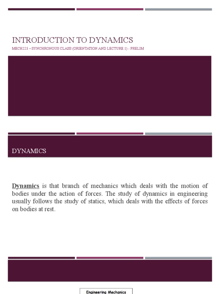 Introduction to Dynamics Concepts | PDF | Force | Machines
