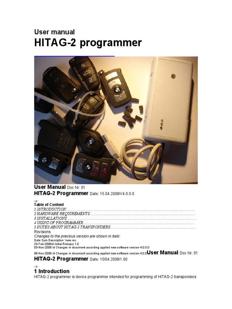 BMW Ad Hitag2 User Manual | PDF | Programmer | Personal Computers