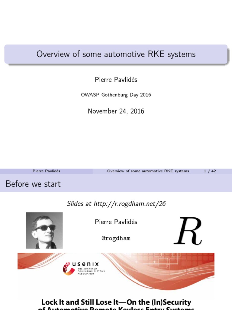 Overview of Some Automotive RKE Systems: Pierre Pavlidès | PDF ...