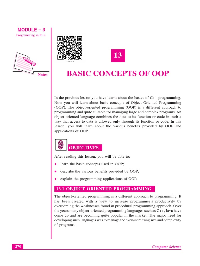Basic Concepts of Oop: Module - 3 | PDF | Object Oriented Programming ...