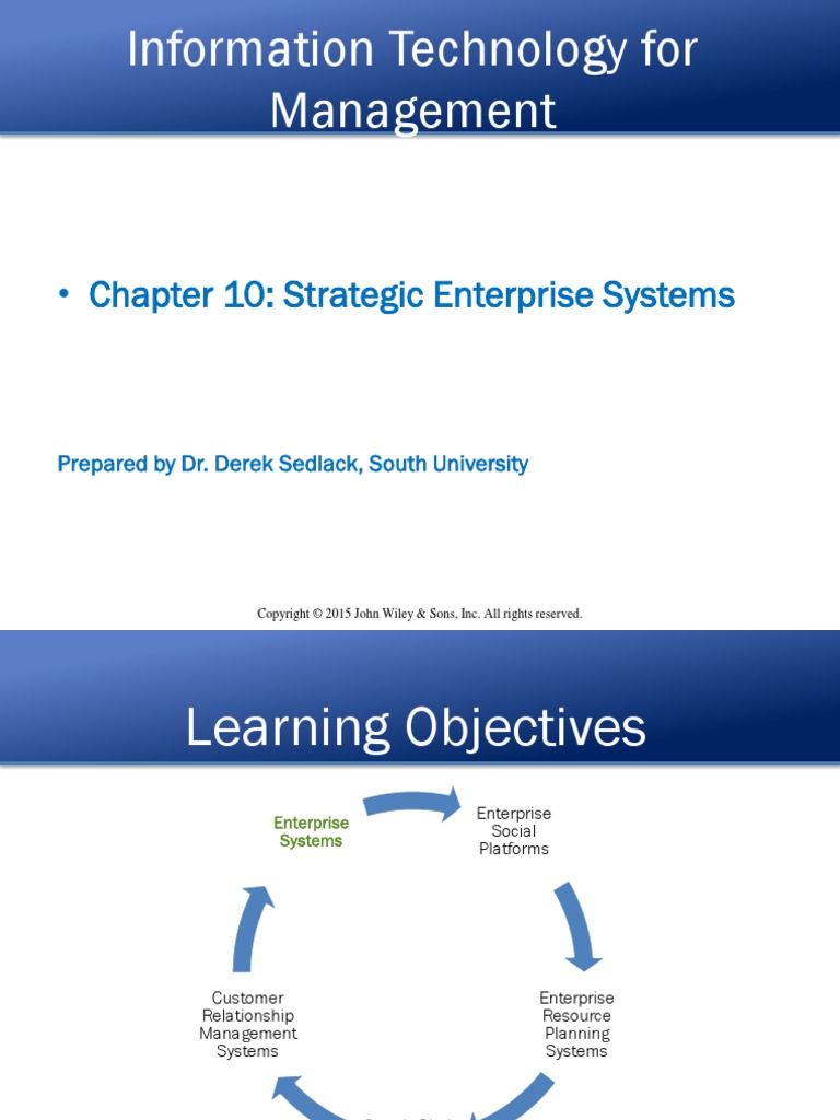 Chapter 10: Strategic Enterprise Systems: Prepared by Dr. Derek Sedlack ...