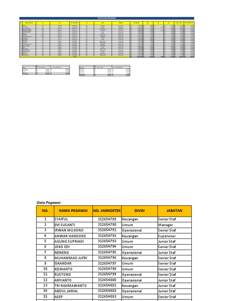 Data Pegawai Training Excel | PDF