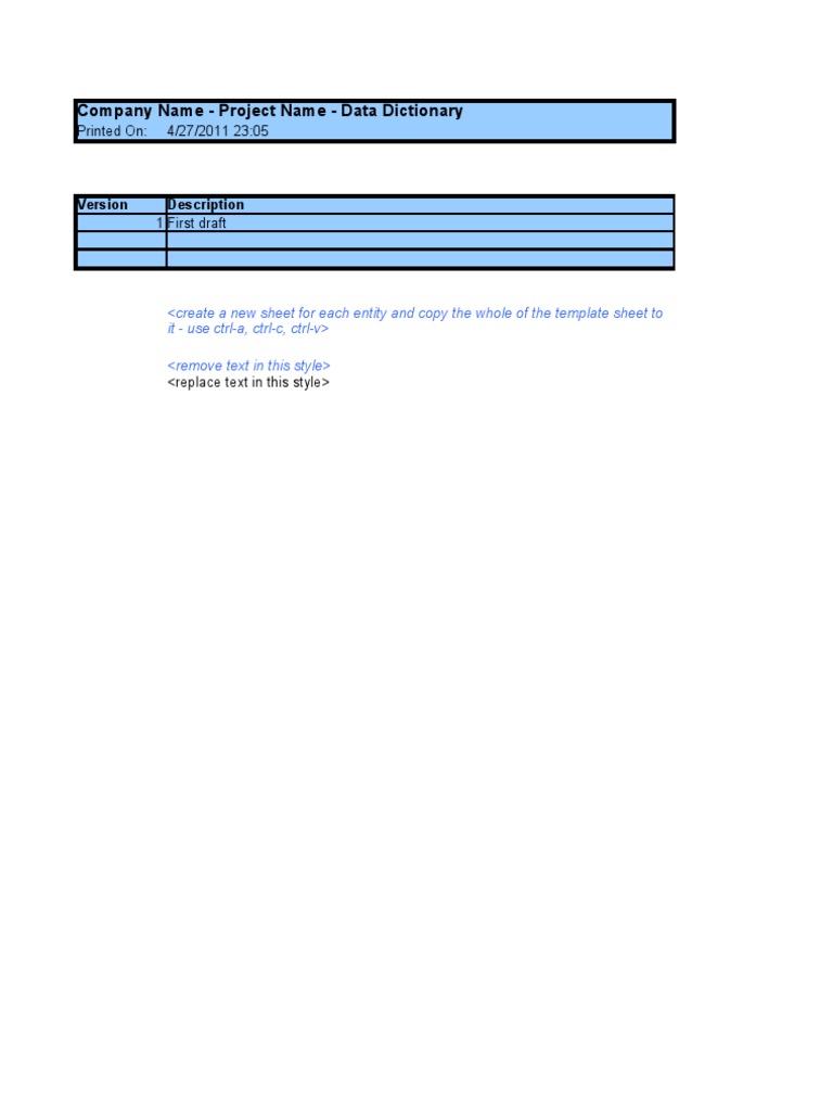 Data Dictionary Template | PDF | Computer Data | Computing