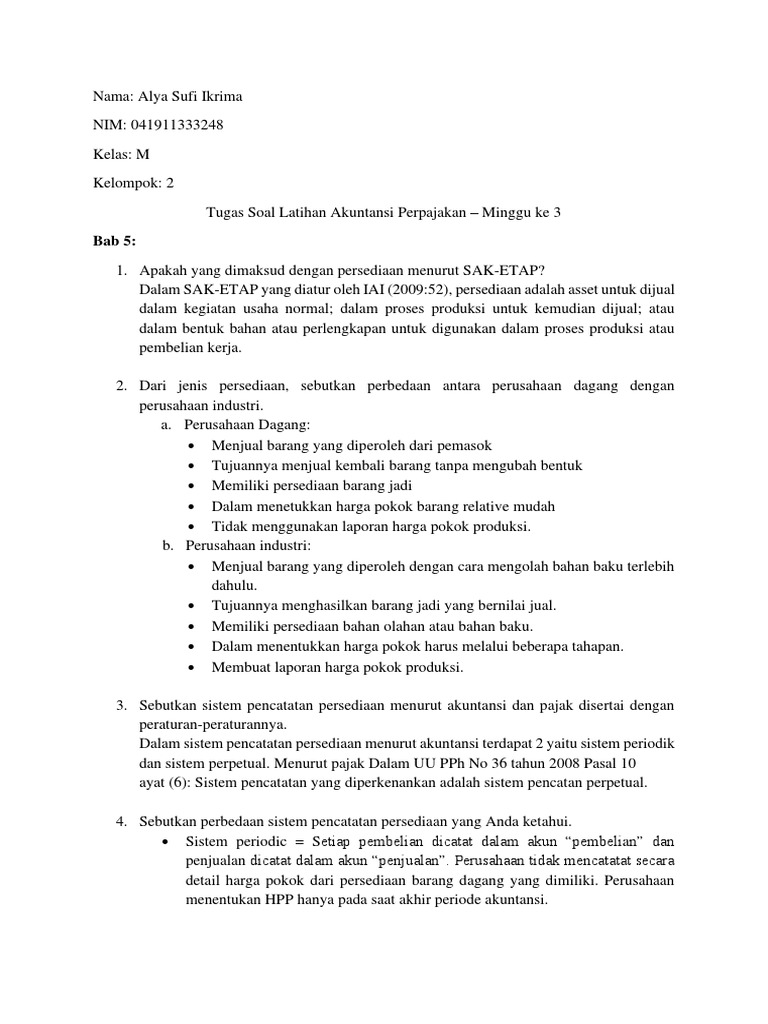 Akuntansi Persediaan: Metode dan Pajak | PDF