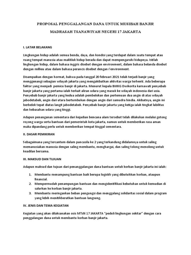 Contoh Proposal Bencana Banjir | PDF