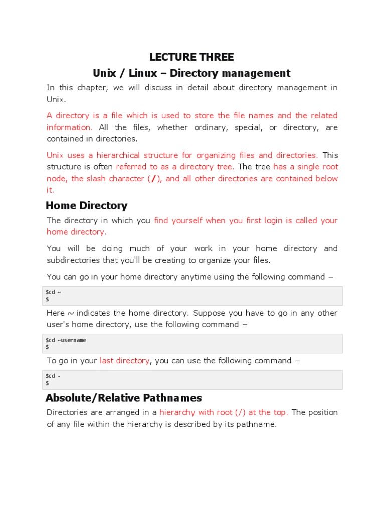 Lecture 3 - Directory Management | PDF | Directory (Computing) | Filename Lecture 3 - Directory Management | PDF | Directory (Computing) | Filename