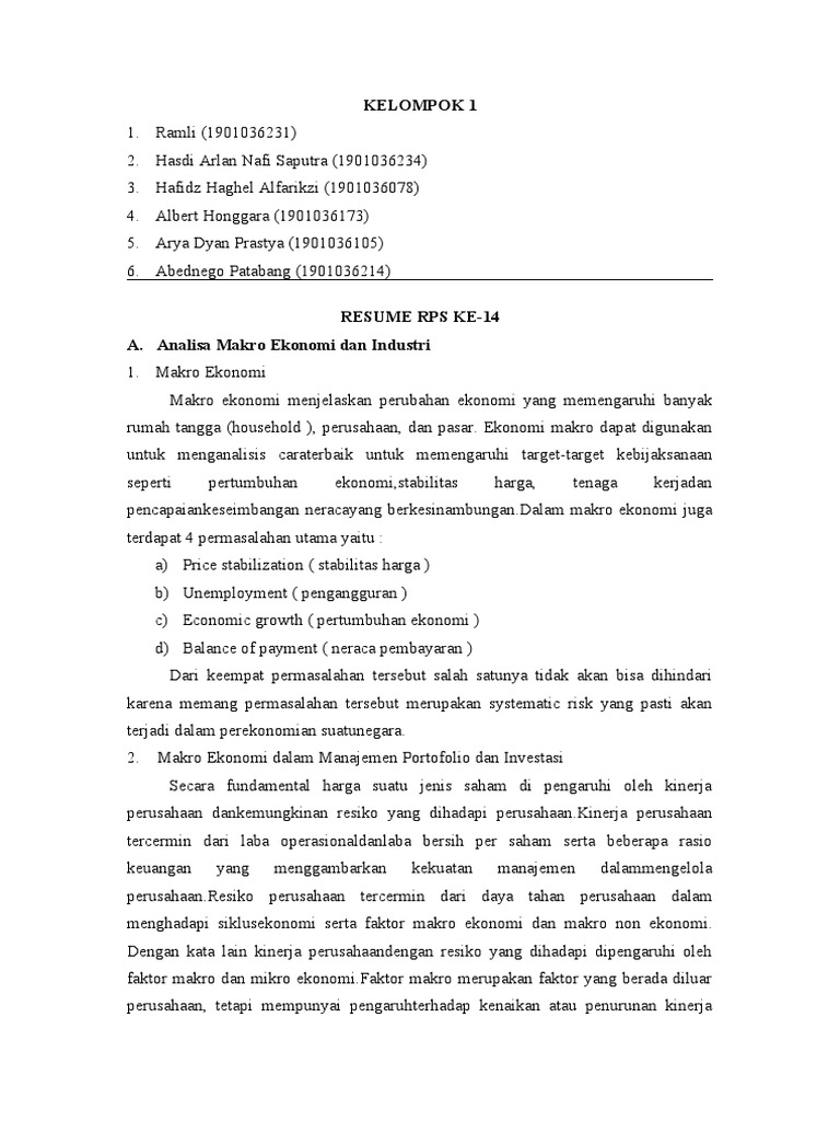 KELOMPOK 1 - Resume RPS Ke-14 - Mnj. Inves & PM | PDF