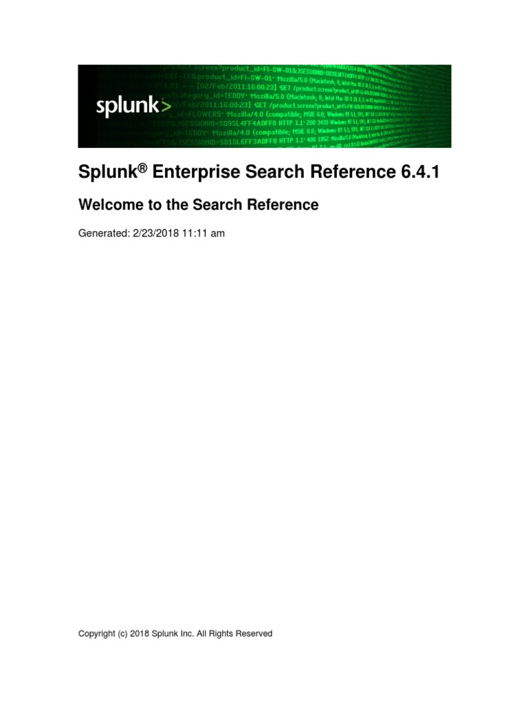 Splunk Enterprise Search Reference 6.4.1 | PDF | Data | Information