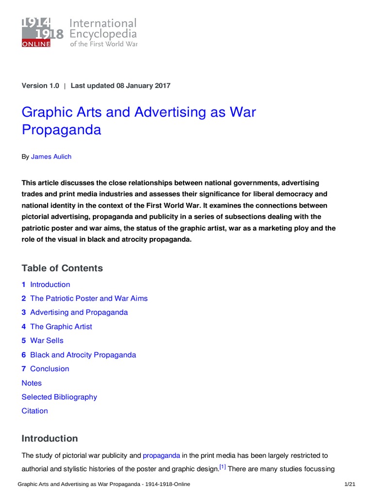 Graphic Arts in WWI Propaganda | PDF | Poster | Propaganda