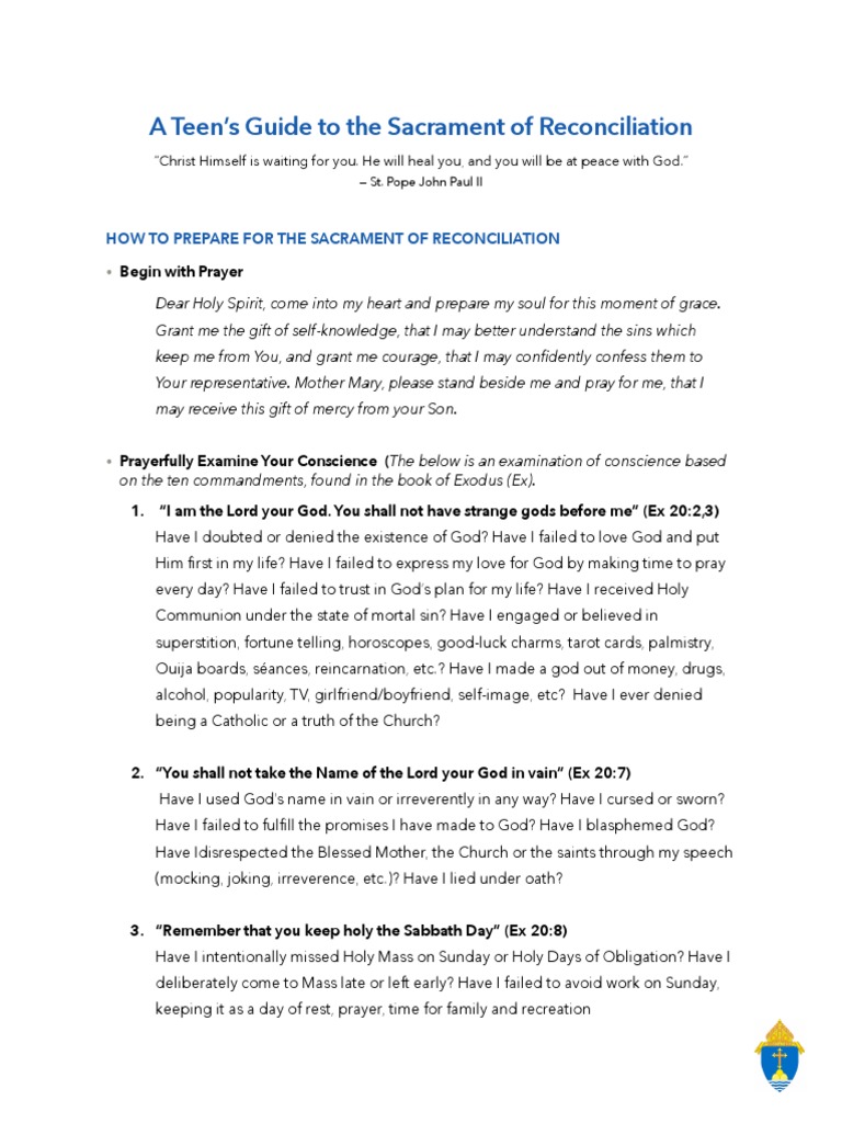 A Teen's Guide To The Sacrament of Reconciliation | Download Free PDF ...