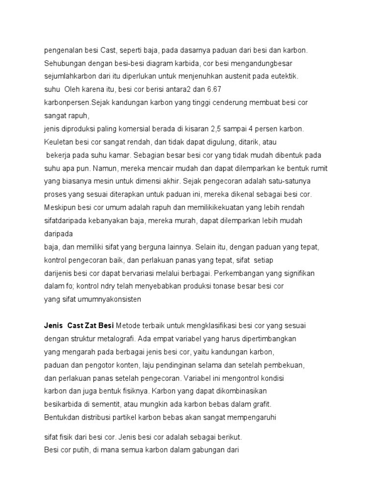 Jenis dan Sifat Besi Cor dalam Pengecoran | PDF