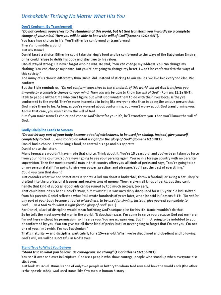 Unshakable: Thriving No Matter What Hits You: Don't Conform. Be ...