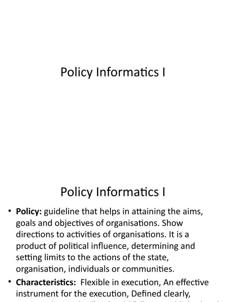 Policy Informatics I | PDF | Policy | Information
