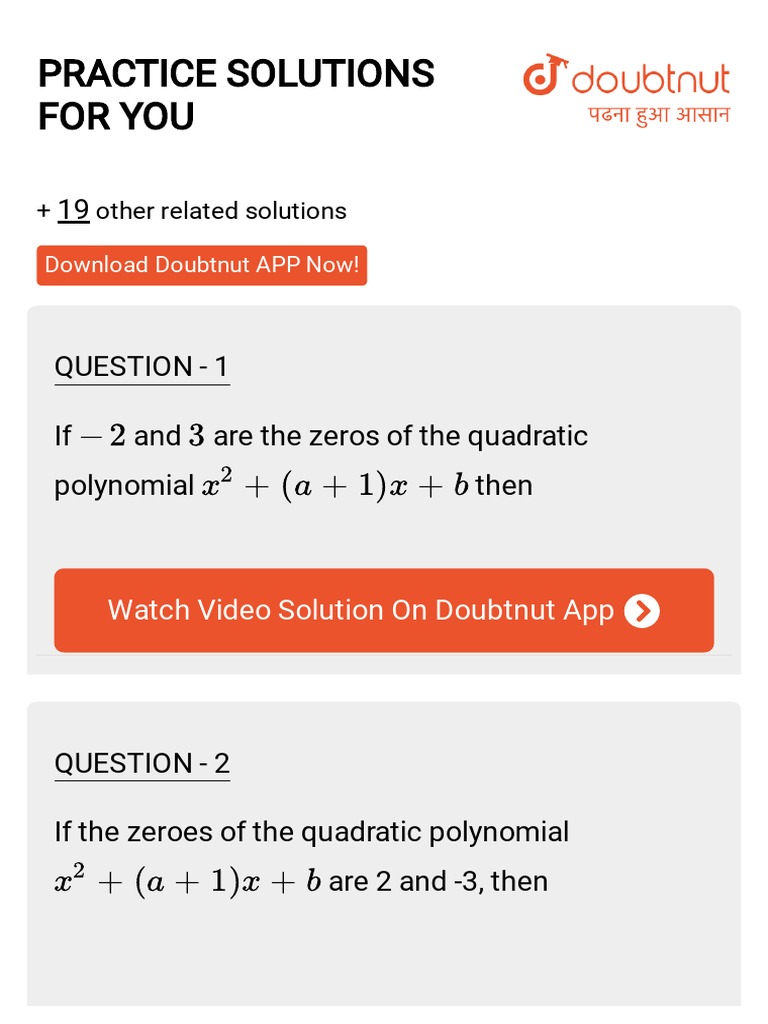 Practice Solutions For You: Watch Video Solution On Doubtnut App | PDF ...