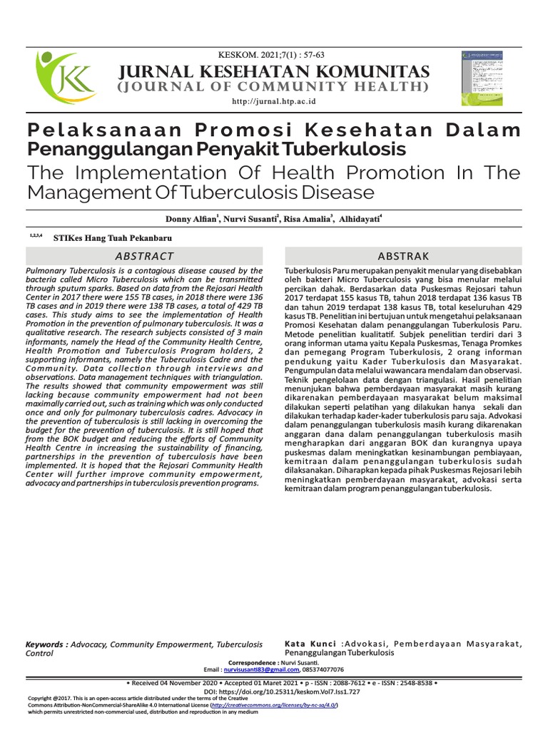 Pelaksanaan Promosi Kesehatan Dalam Penanggulangan Penyakit ...