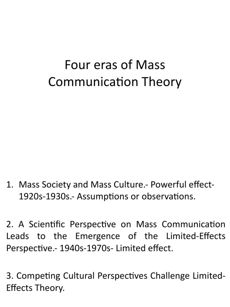 Four Eras of Mass Communication Theory | PDF