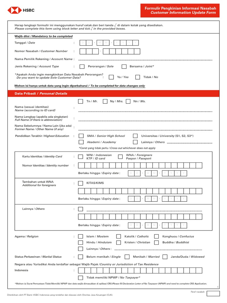 Customer Information Update Form | PDF