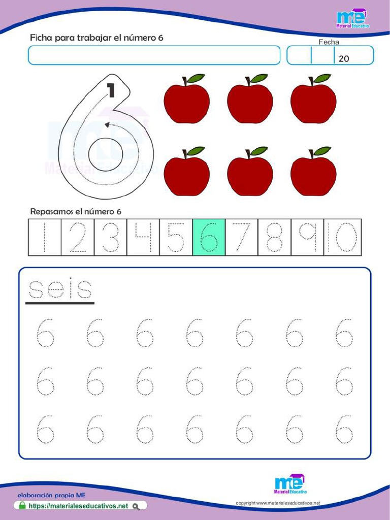 Ficha para Trabajar El Numero 6 | PDF