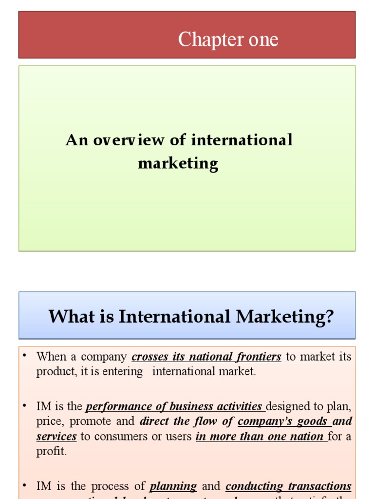 Chapter One: An Overview of International Marketing An Overview of ...