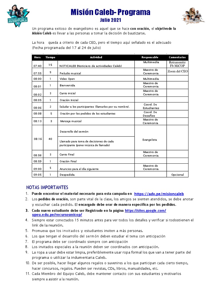 Programa Caleb 2021 | PDF