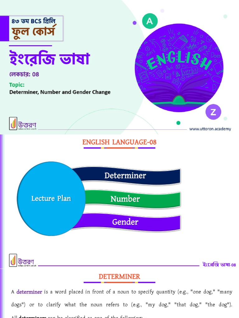 Determiner, Number and Gender Change: Topic | PDF | Grammatical Gender ...