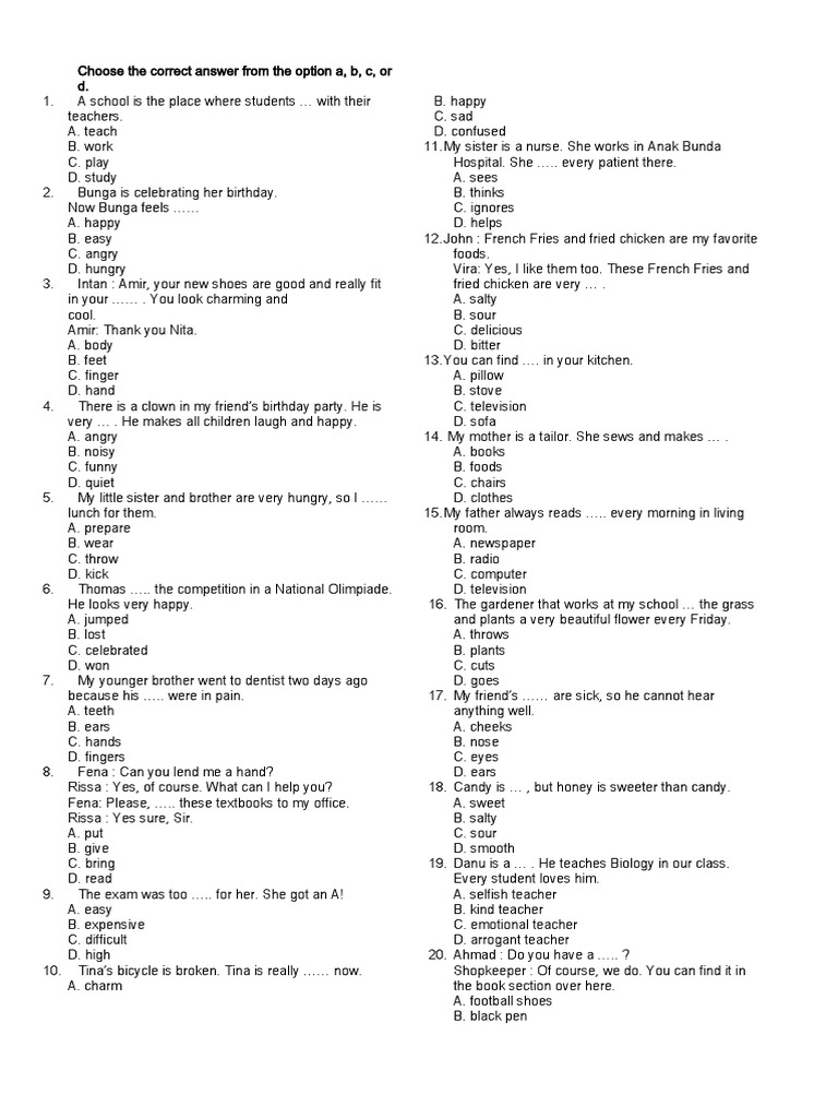 Soal Pilihan Ganda Vocabulary | PDF