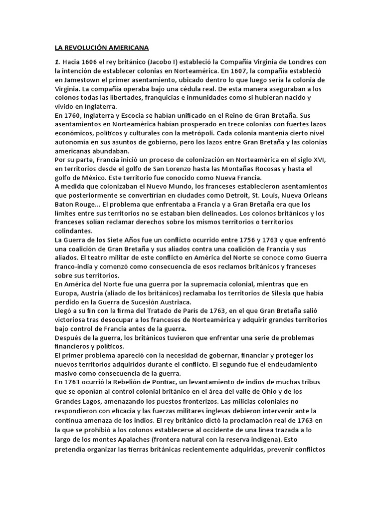 La Revolución Americana | PDF | Guerra revolucionaria americana | Trece ...