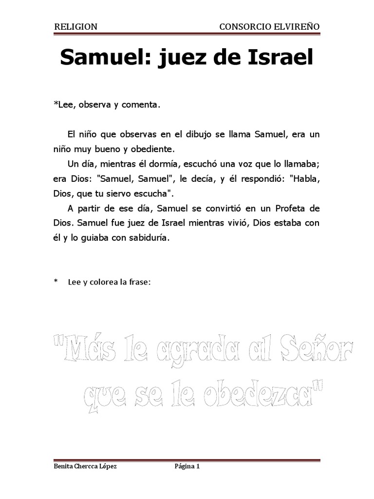 Ficha de Religion Octubre 2021 | PDF | David | Goliat