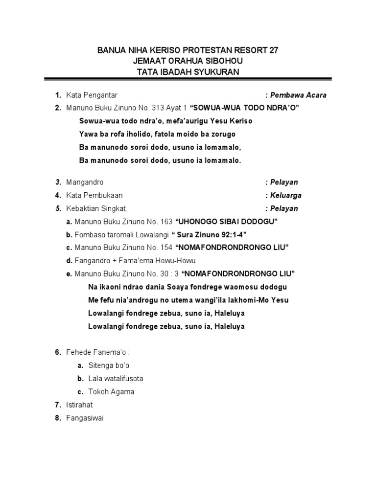 Tata Ibadah Syukuran | PDF