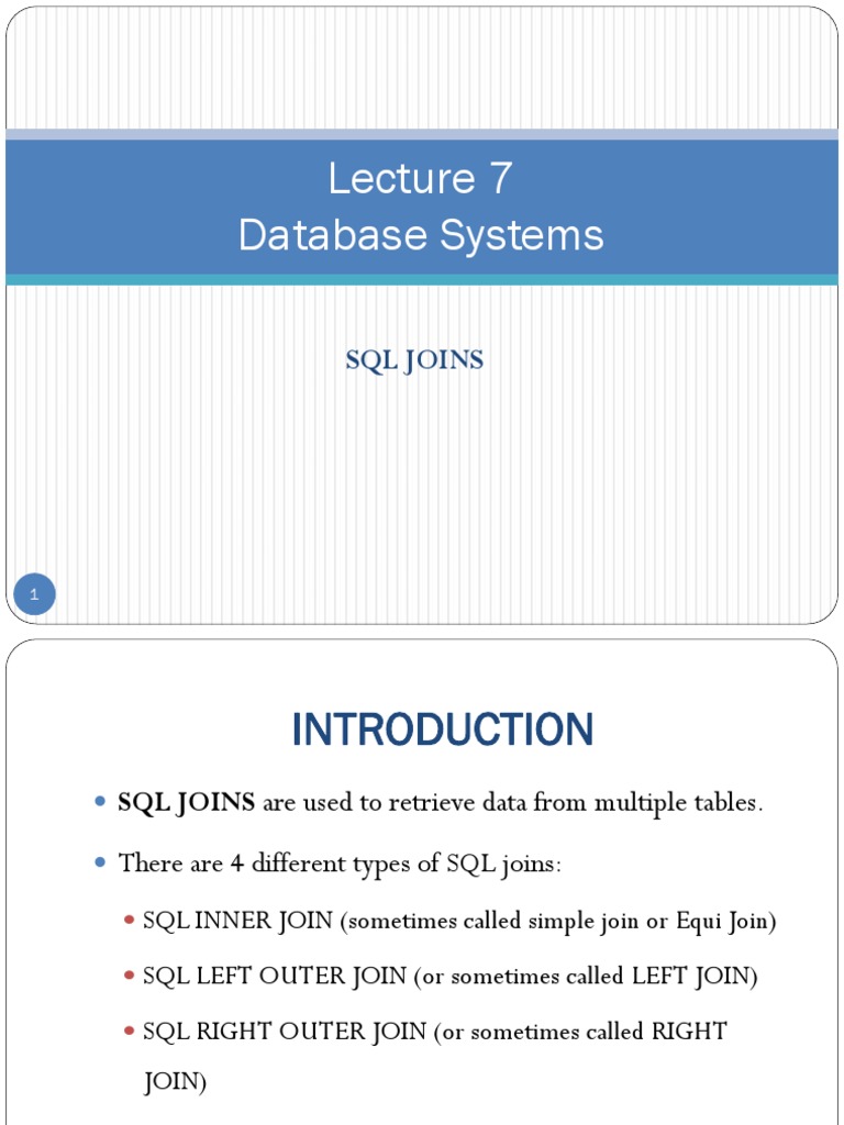 Database Systems: SQL Joins | PDF | Databases | Application Software