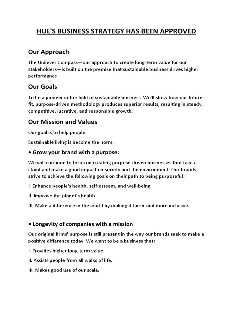 Hul'S Business Strategy Has Been Approved: Our Approach | PDF ...