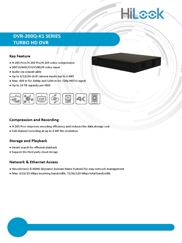 DVR-200Q-K1 SERIES Turbo HD DVR: Key Feature | PDF | Video | Streaming ...
