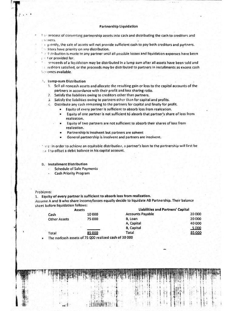 Partnership Liquidation Review Qualifying Exam | PDF