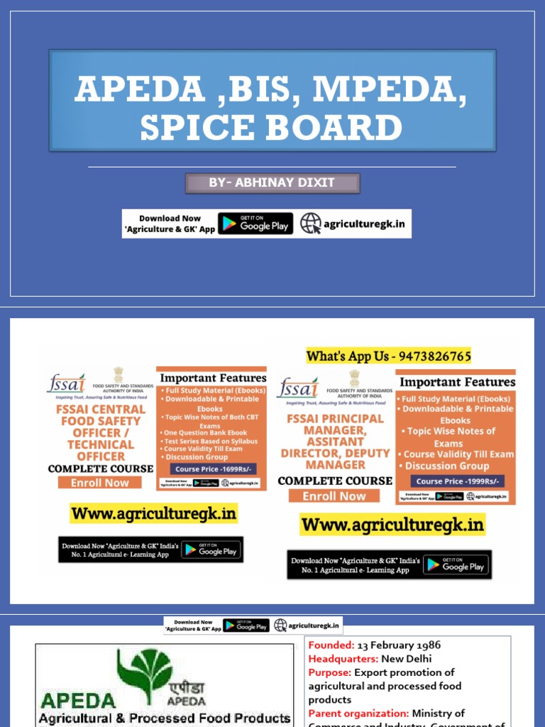 Apeda, Bis, Mpeda, Spice Board | PDF