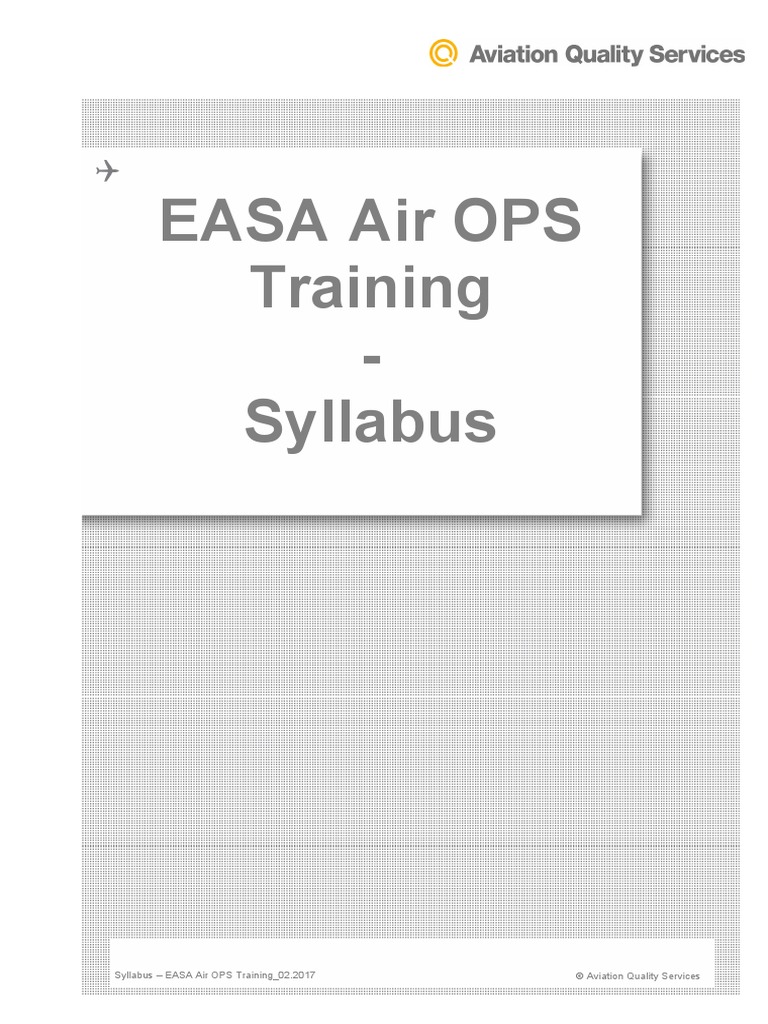 Syllabus Easa Air Ops Training | PDF | Regulatory Compliance | Safety