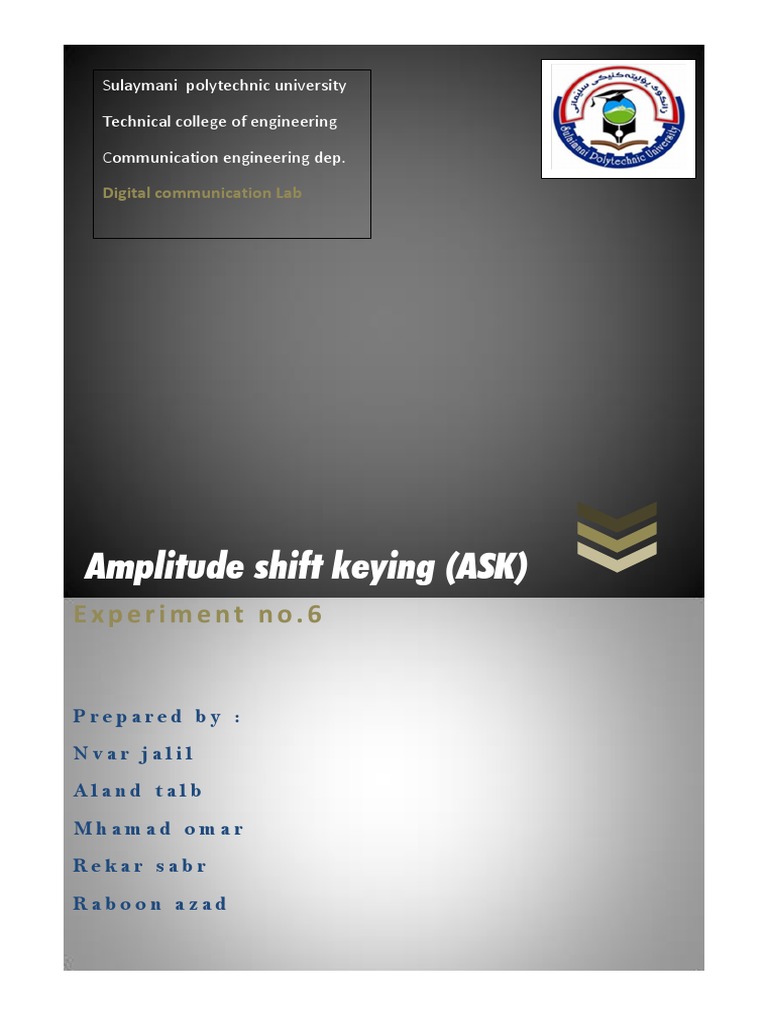Amplitude Shift Keying (ASK) : Experiment No.6 | PDF | Modulation ...