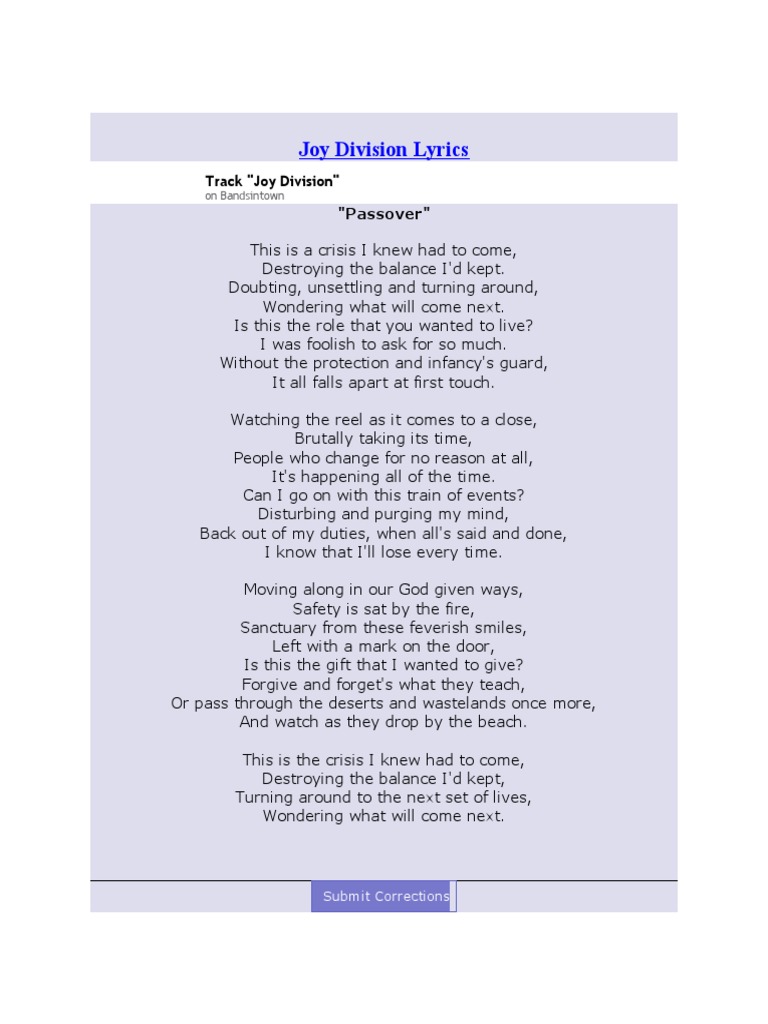 Joy Division Lyrics | PDF