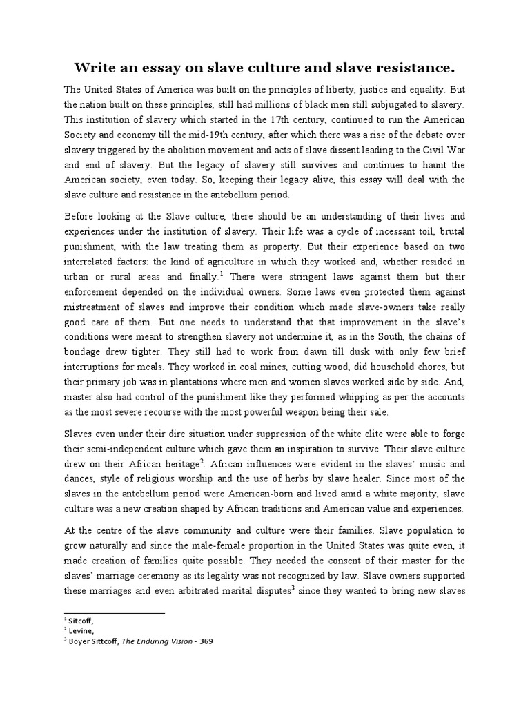 Slave Culture and Slave Resistance | PDF | Slavery
