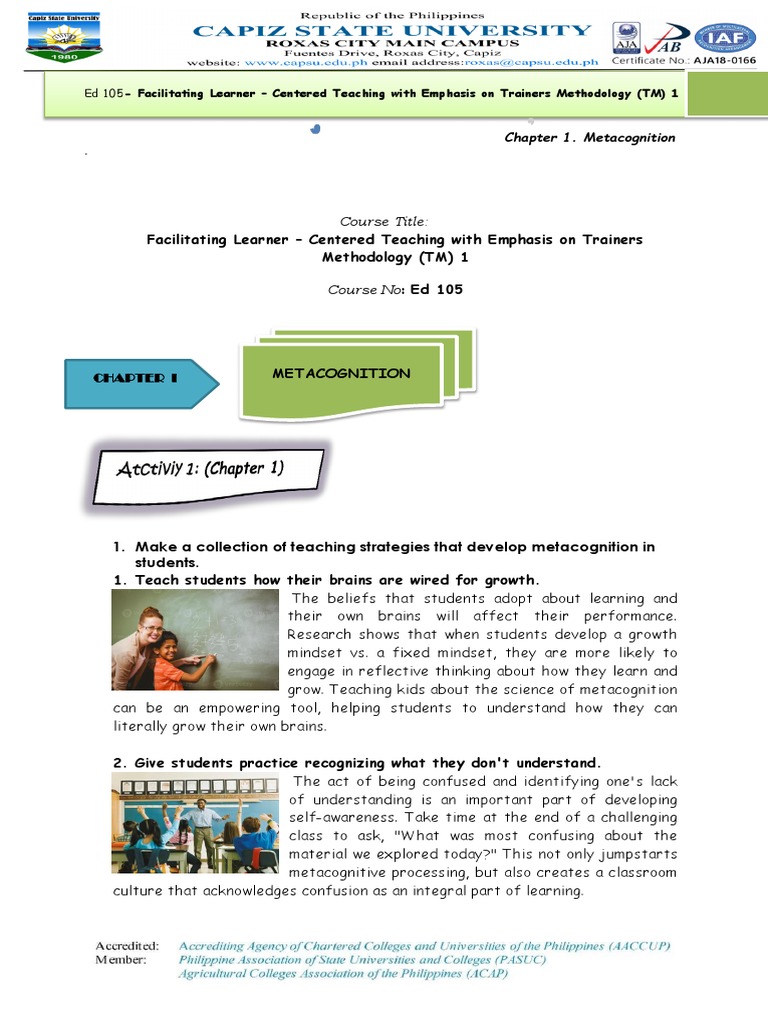 Chapter 1 Metacognition | PDF | Metacognition | Test (Assessment)