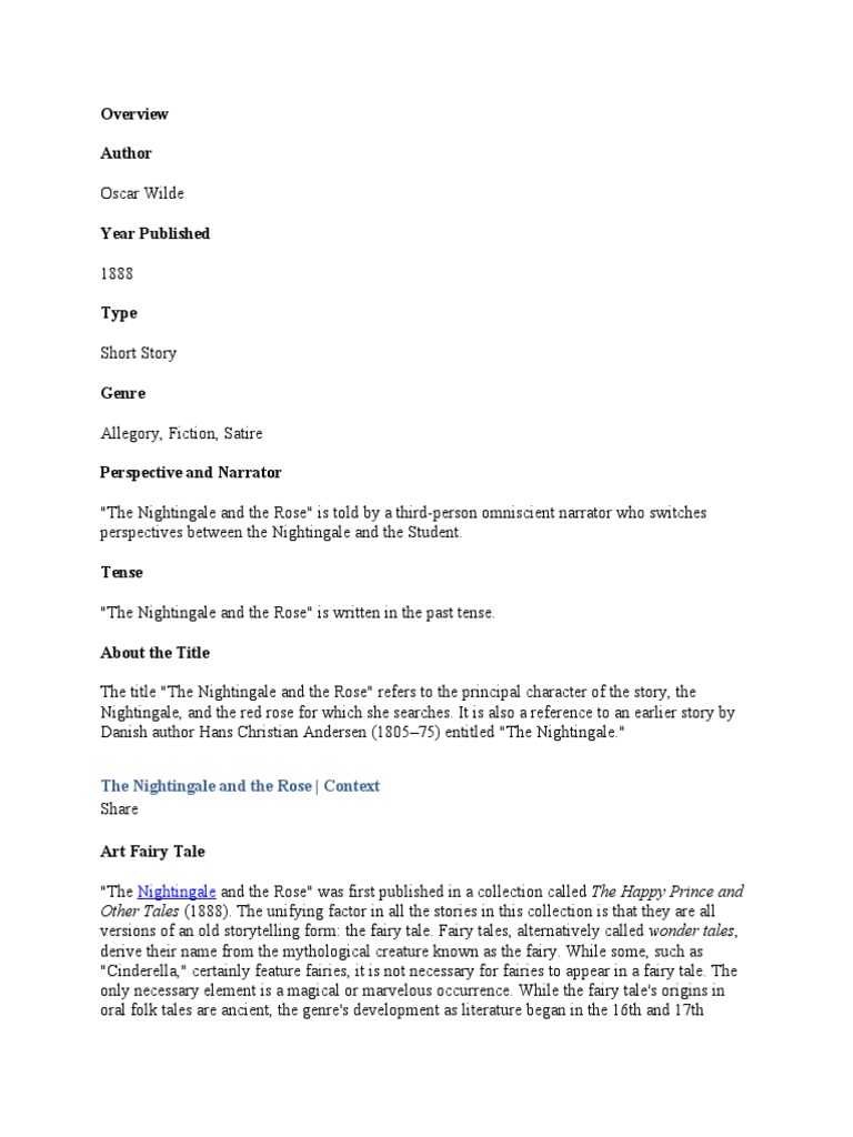 The Nightingale..... Analysis | PDF | Fairy Tales | Narrative