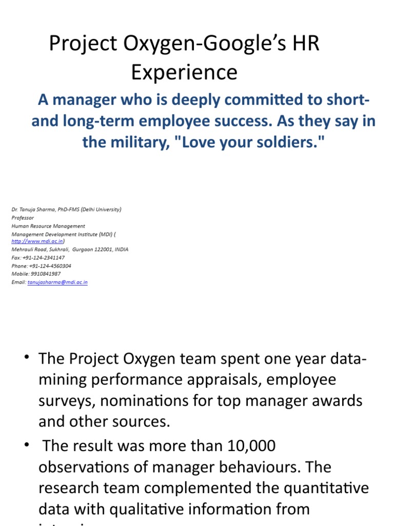Google Project Oxygen: Manager Success Factors | PDF | Analytics ...