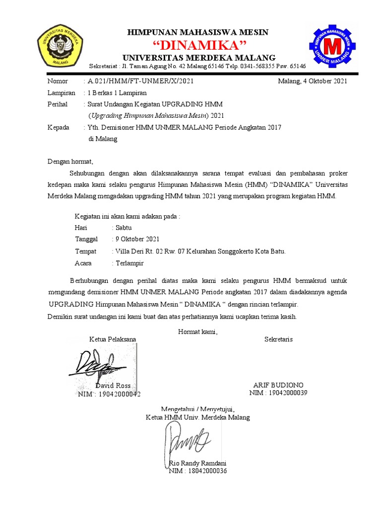 021 Surat Undangan Upgrading Alumni 2017 | PDF