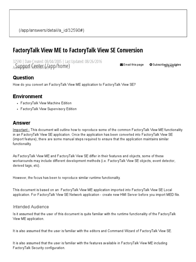 FactoryTalk ME to SE Conversion Guide | PDF | User (Computing) | Application Software