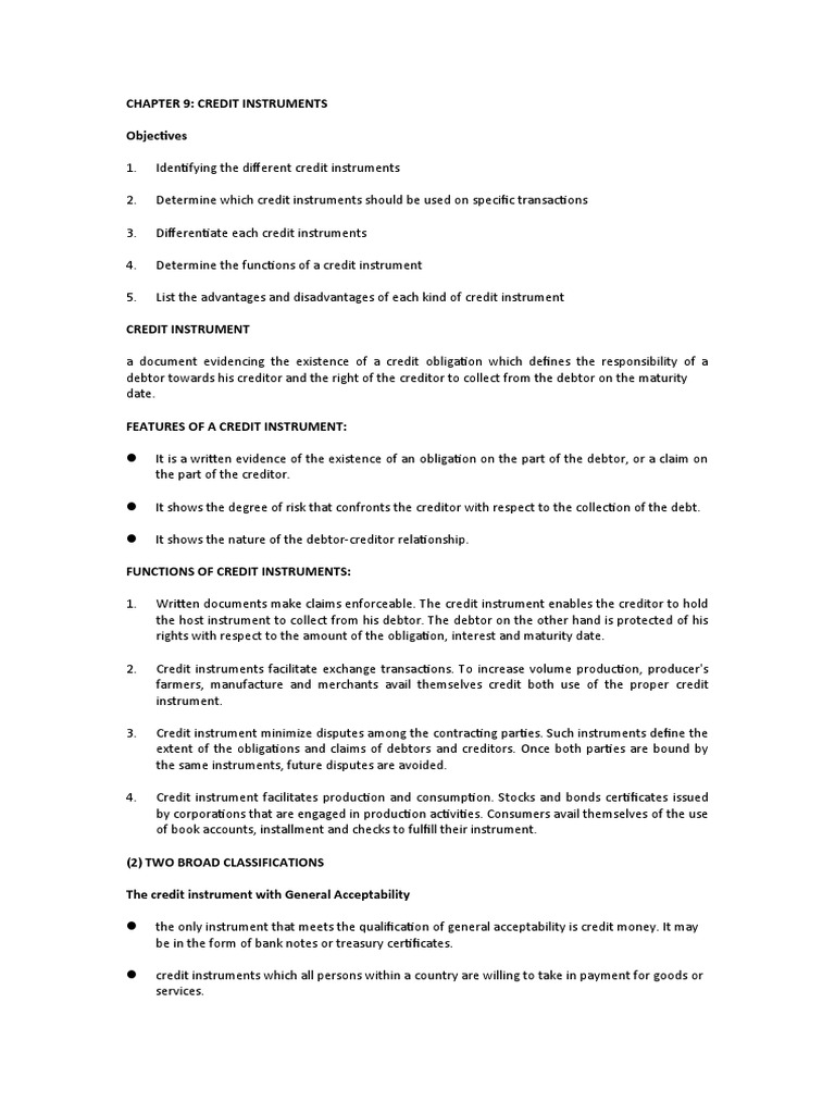 Understanding Credit Instruments | PDF | Bonds (Finance) | Cheque
