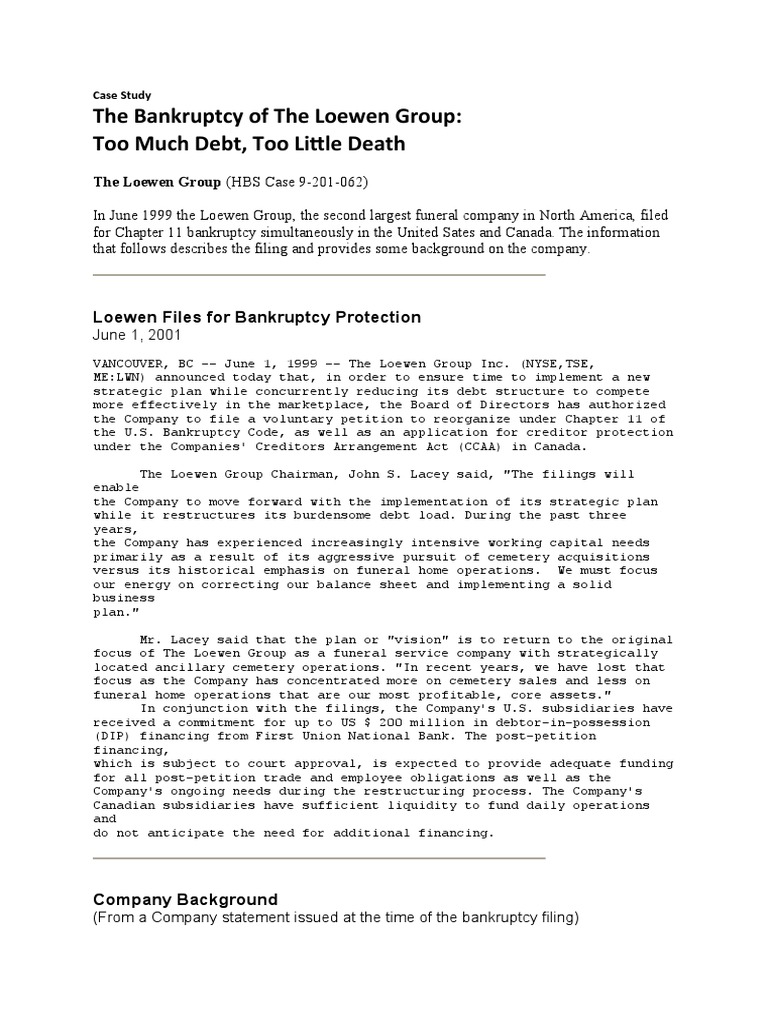 Case Study | PDF | Balance Sheet | Bankruptcy
